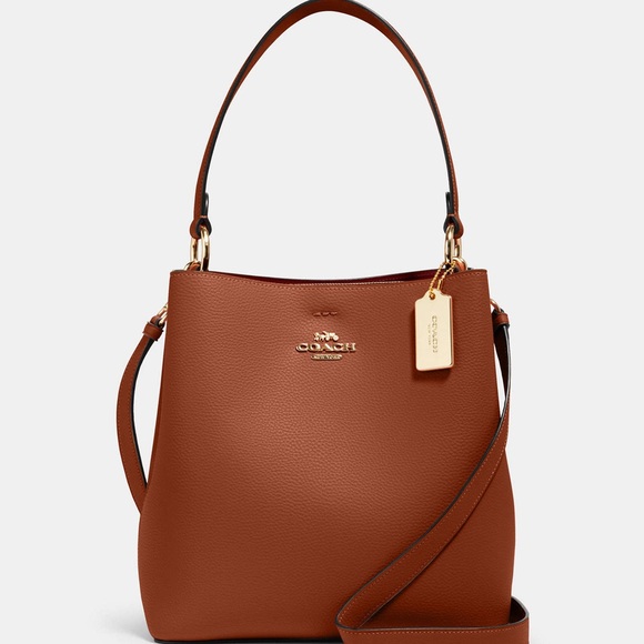 Coach | Bags | Coach Brown Leather Shoulder Bag With Gold Accents ...